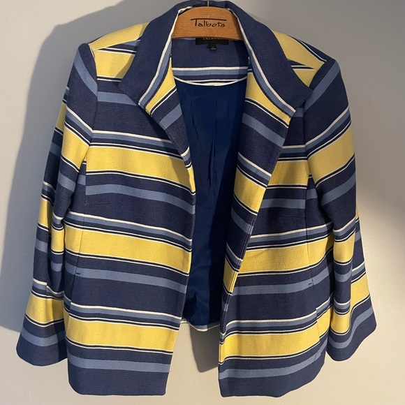 Talbots | Jackets & Coats | Talbots Blue And Yellow Striped Jacket 4 ...